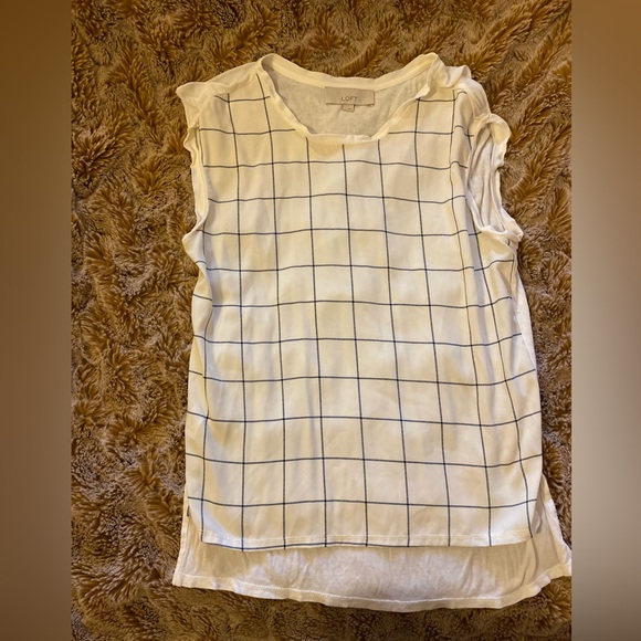 LOFT | Tops | Gently Used Loft Window Pane Print Short Sleeve Blouse ...